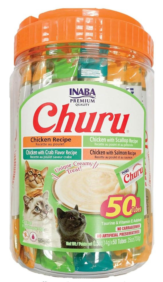 INABA Churu Cat Treats, Lickable Creamy Purée Cat Treat/Topper: Chicke ...